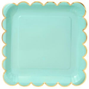 Sparkle and Bash Pastel Paper Plates with Scalloped Gold Foil (9 Inches, 48 Pack)