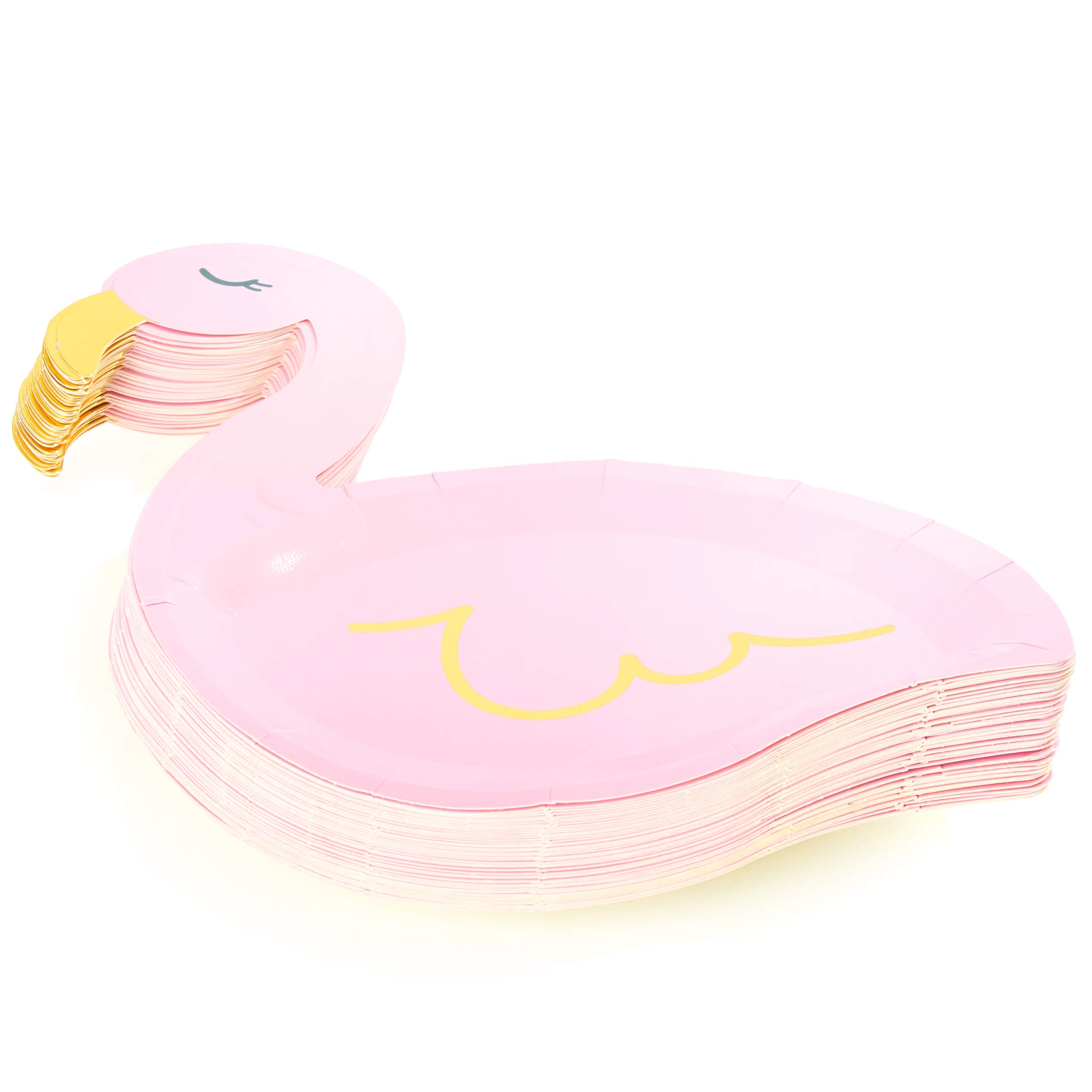 BLUE PANDA Pink Flamingo Party Paper Plates with Gold Foil (9 x 11.45 Inches, 48 Pack)