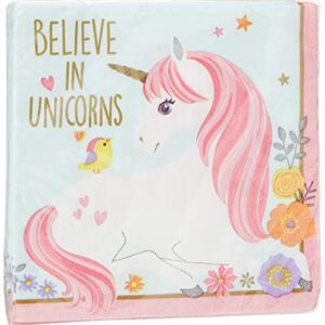 Amscan 501929 Beverage Napkins | Magical Unicorn Collection | Birthday | 16pcs