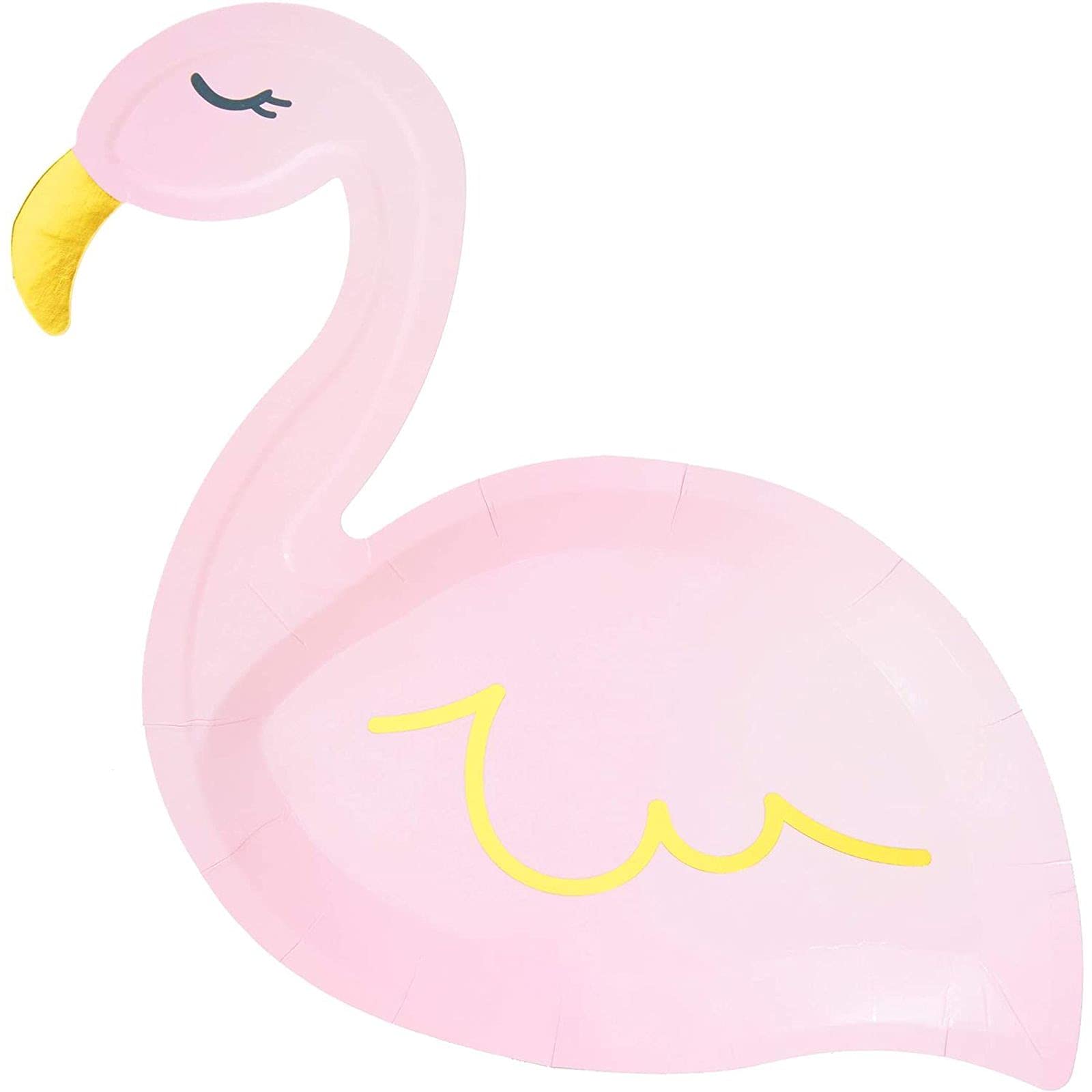 BLUE PANDA Pink Flamingo Party Paper Plates with Gold Foil (9 x 11.45 Inches, 48 Pack)