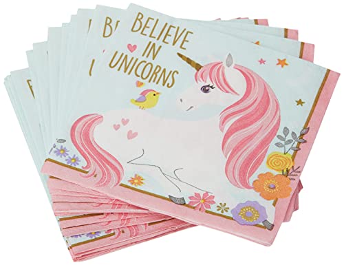 Amscan 501929 Beverage Napkins | Magical Unicorn Collection | Birthday | 16pcs