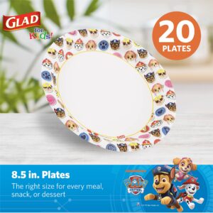 Glad for Kids Paw Patrol Emoji Paper Plates|Paw Patrol Plates for Kids|Heavy Duty Disposable Paper Plates for All Occasions|Paw Patrol Emojis 8.5" Round Plates 20ct|Kids Plates, Disposable Plates