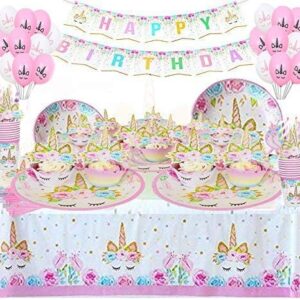 Unicorn Themed Birthday Party Plates Supplies