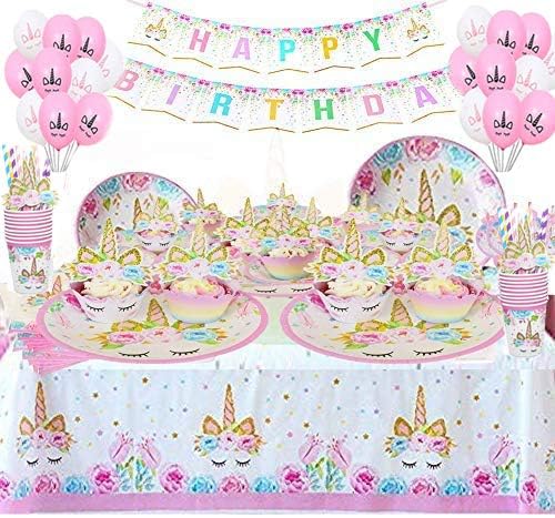 Unicorn Themed Birthday Party Plates Supplies