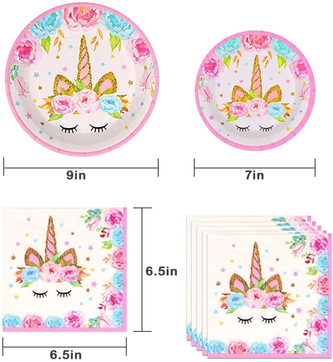 Unicorn Themed Birthday Party Plates Supplies