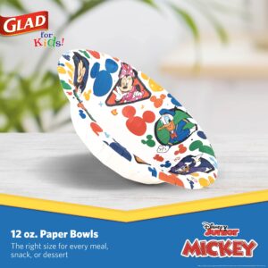 Glad for Kids Disney Mickey and Friends 12oz Paper Bowls| Disney Mickey Mouse Paper Bowls, Kids Bowls| Kid-Friendly Paper Bowls for Everyday Use, 12oz Paper Bowls 40 Ct