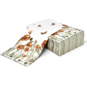 Gift Boutique 100 Thanksgiving Fall Floral Guest Napkins Decorative Hand Towels Disposable Paper Harvest Flower Napkins For Autumn Wildflowers Bathroom Toilet Powder Room Wedding Birthday Dinner