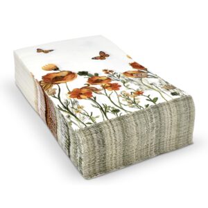 Gift Boutique 100 Thanksgiving Fall Floral Guest Napkins Decorative Hand Towels Disposable Paper Harvest Flower Napkins For Autumn Wildflowers Bathroom Toilet Powder Room Wedding Birthday Dinner