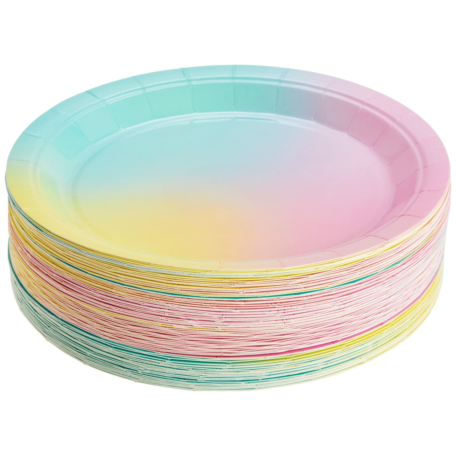 BLUE PANDA Rainbow Party Supplies, Pastel Paper Plates (9 in., 80 Pack)