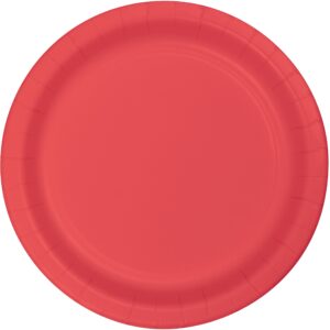 creative converting touch of color 24 count 6.75" lunch plate, coral