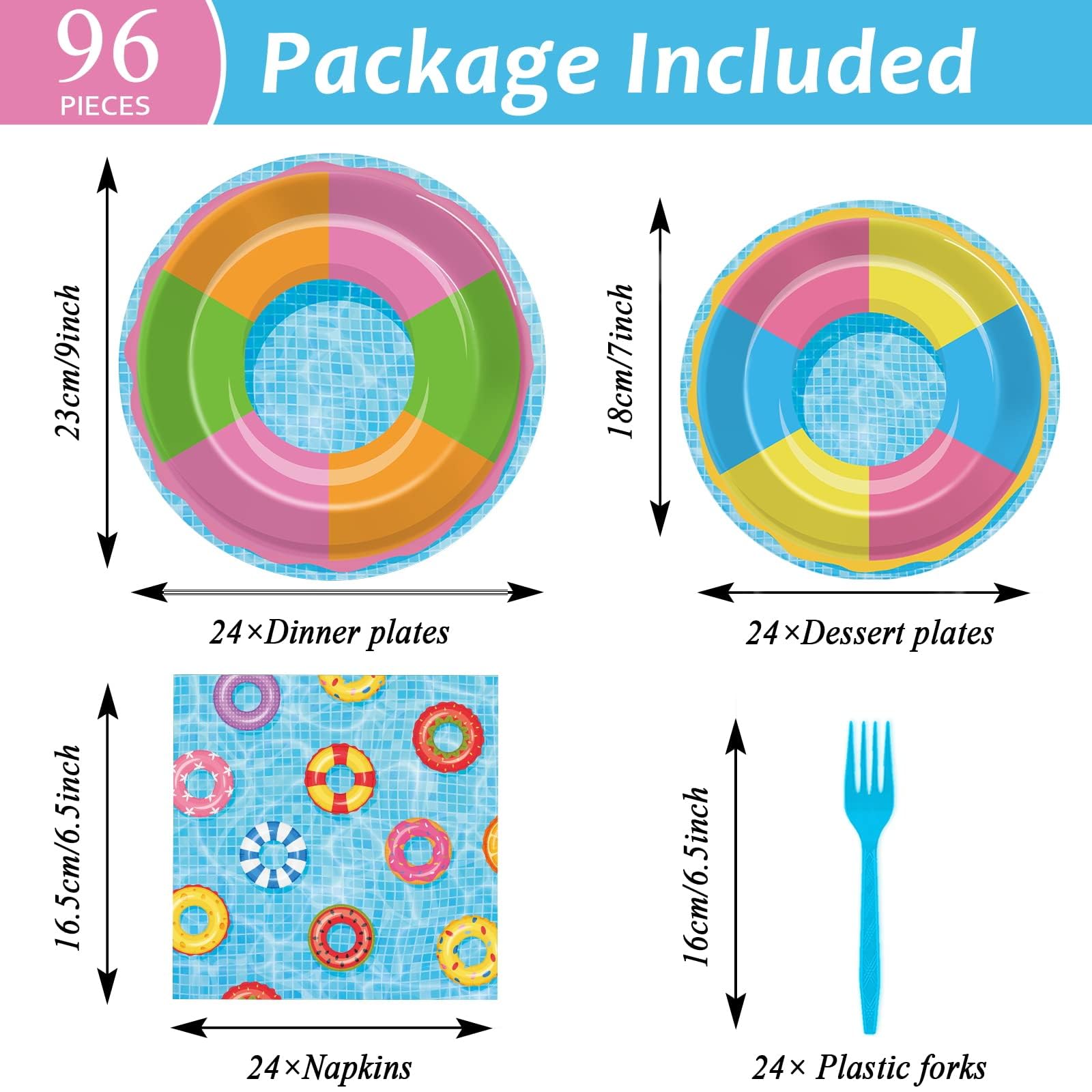 96PCS Beach Ball Party Supplies Tableware Set Pool Party Plates and Napkins Summer Pool Party paper Plates for Kids Birthday Summer Beach Party Hawaiian Pool Party Table Decorations Supplies 24Guests