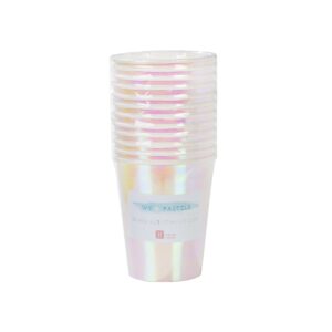 Talking Tables We Heart Pastel Iridescent Shiny Paper Cups for a Birthday Party, Unicorn Party, or Children's Party, Pink (12 Pack)