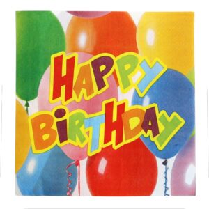 iconikal disposable dinner paper party napkins, happy birthday balloons, 48-count