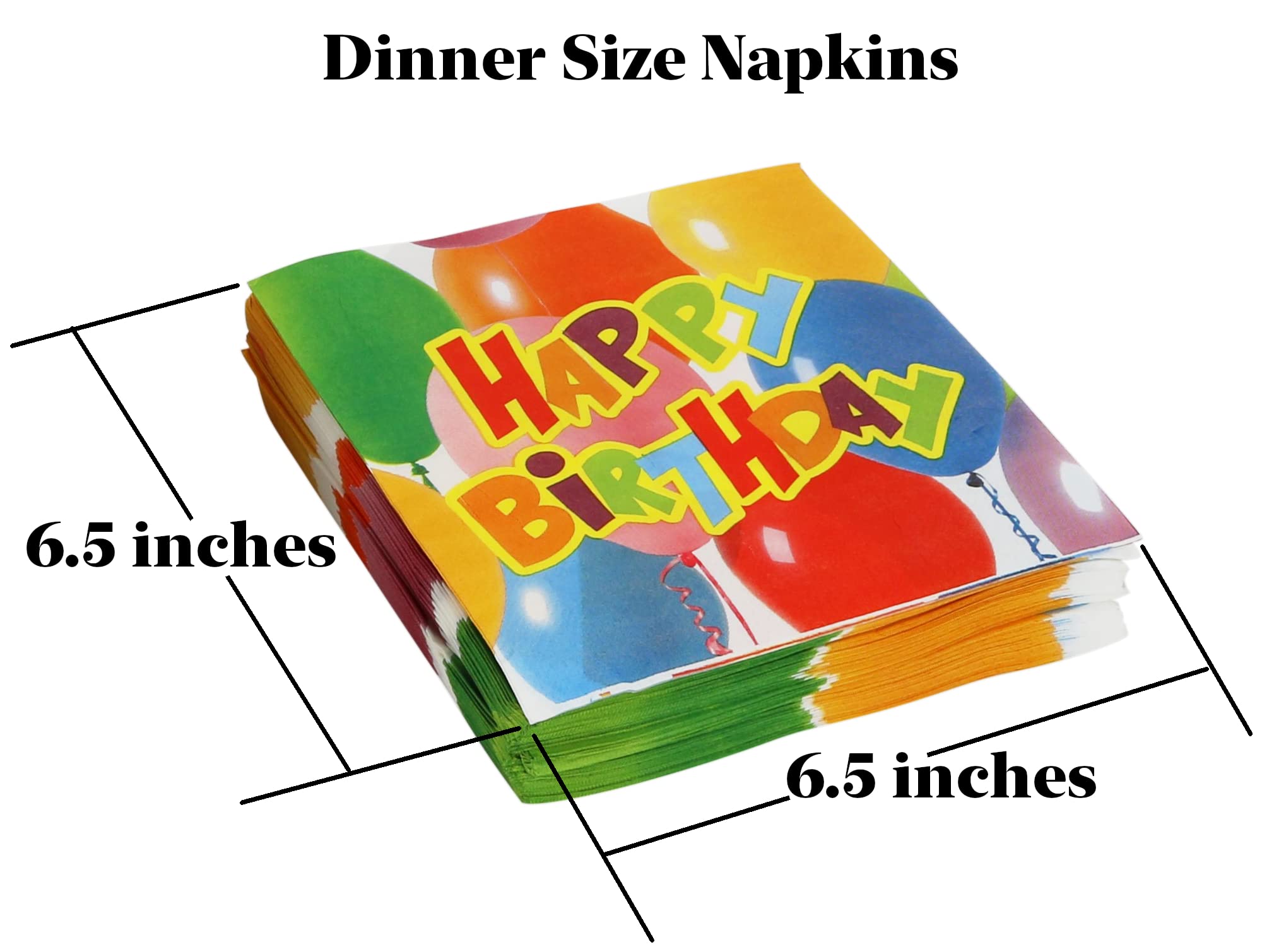 Iconikal Disposable Dinner Paper Party Napkins, Happy Birthday Balloons, 48-Count