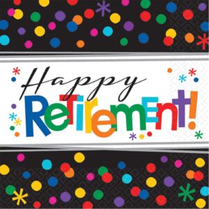 officially retired multicolor beverage napkins - 5"x5" (pack of 16), perfect for retirement parties & milestone celebrations