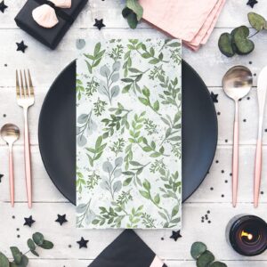 AnyDesign Greenery Guest Napkins 3 Ply Disposable Green Leaves Napkins Spring Summer Plants Dinner Hand Napkin for Wedding Baby Shower Party Supplies Kitchen Bathroom Table Decor, 80 Pack