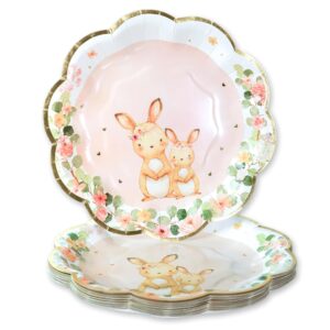 kate aspen woodland baby 7 in. premium decorative paper plates (350 gsm weight -set of 16) | party supplies - pink,28584na