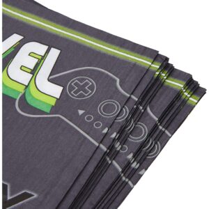 Green & Black "Level Up" Paper Luncheon Napkins, 6.5" (16-Pack) - Disposable Party Tableware for Kids Birthday & Fun Events