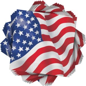 unique usa flag luncheon paper napkins, 6.5" x 6.5", multicolor