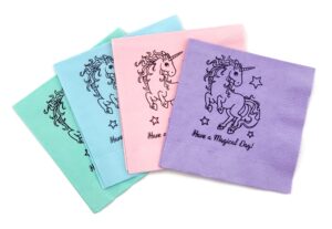 stesha party pastel unicorn birthday party beverage paper napkins (24 pack)