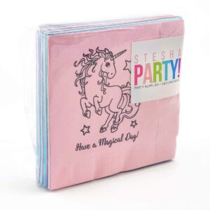 Stesha Party Pastel Unicorn Birthday Party Beverage Paper Napkins (24 Pack)