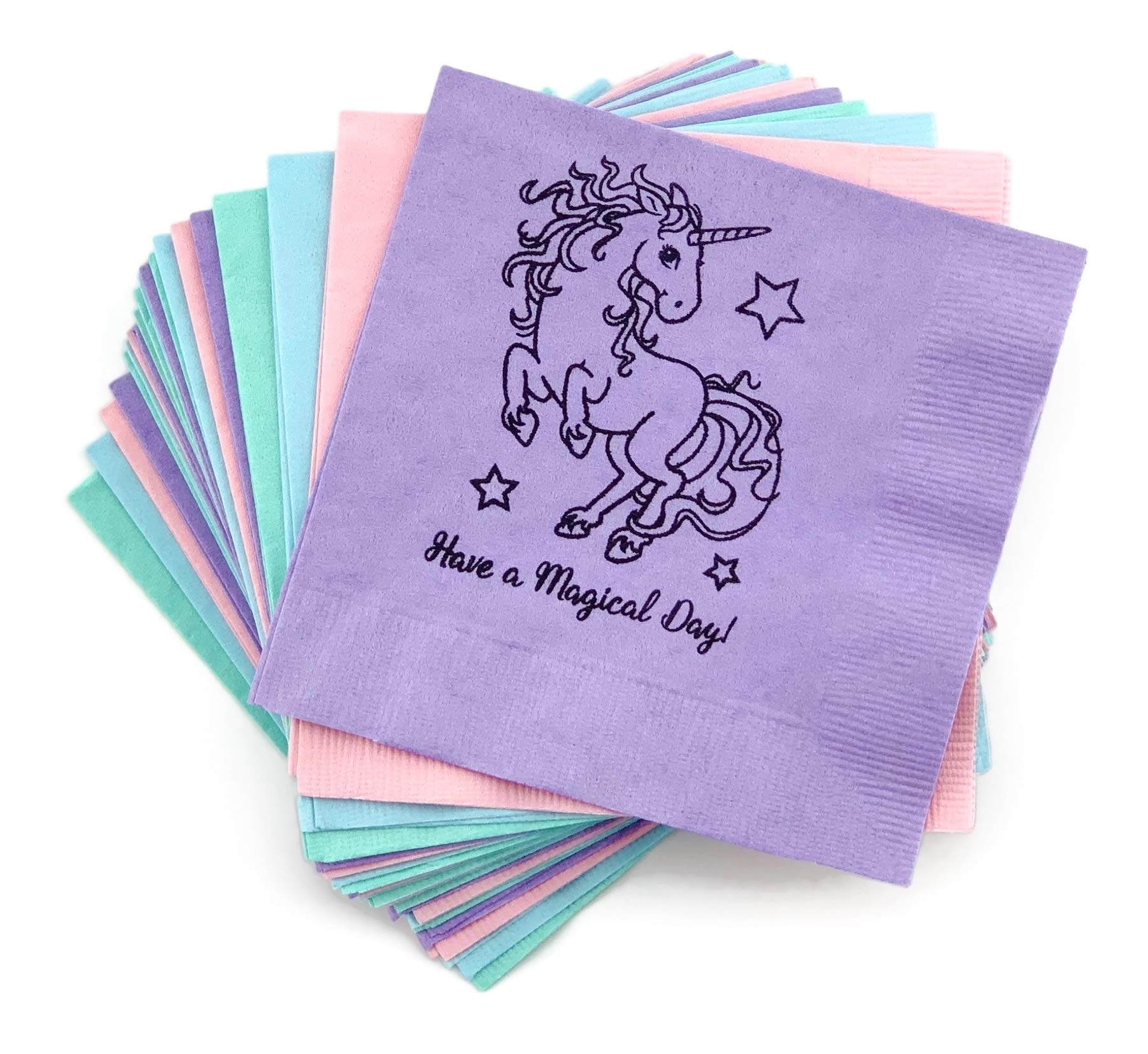 Stesha Party Pastel Unicorn Birthday Party Beverage Paper Napkins (24 Pack)