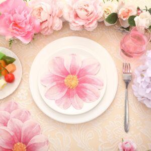 Qilery 100 Pcs Floral Shape Napkins Disposable Flower Shaped Cocktail Napkins Decorative Paper Napkins for Bridal Baby Shower Wedding Birthday Summer Dinner Party Tableware Decor (Pink)