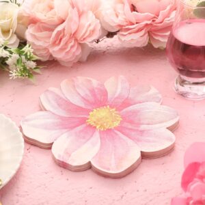 Qilery 100 Pcs Floral Shape Napkins Disposable Flower Shaped Cocktail Napkins Decorative Paper Napkins for Bridal Baby Shower Wedding Birthday Summer Dinner Party Tableware Decor (Pink)