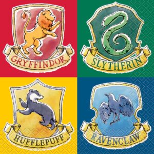 magical harry potter luncheon napkins (pack of 16) - 6.5" x 6.5" | premium multicolor paper - perfect for enchanting birthday & themed kids parties