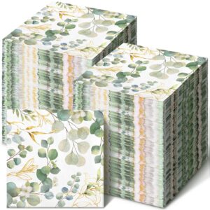 disposable hand towels for bathroom eucalyptus napkins bathroom napkins guest decorative paper hand towels floral sage green napkins for dinner banquet party wedding dinning decor (120 pcs)