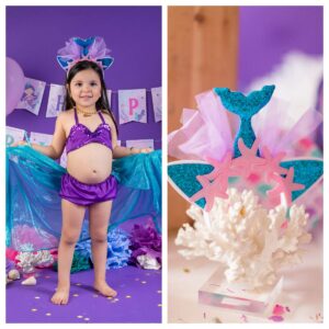 202 Pcs Mermaid Birthday Decorations Serves 16 Guests - Mermaid Party Decorations - Plates, Napkins, Utensils, Goodie Bags, Cupcake Toppers Wrapper and Headband