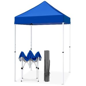 eagle peak 5x5 pop up canopy tent instant outdoor canopy easy set-up straight leg folding shelter, blue