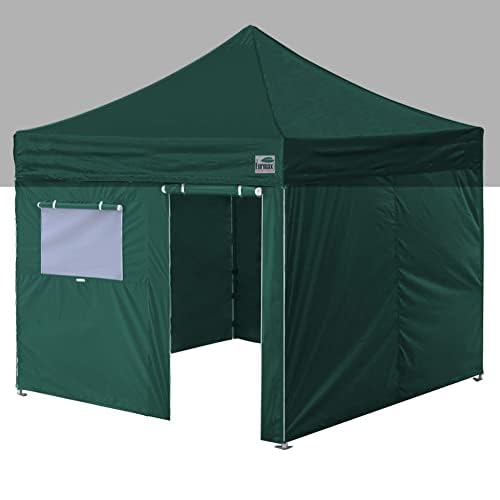 Eurmax USA Full Zippered Walls for 10 x 10 Easy Pop Up Canopy Tent,Enclosure Sidewall Kit with Roller Up Mesh Window and Door 4 Walls ONLY,NOT Including Frame and Top（Forest Green）