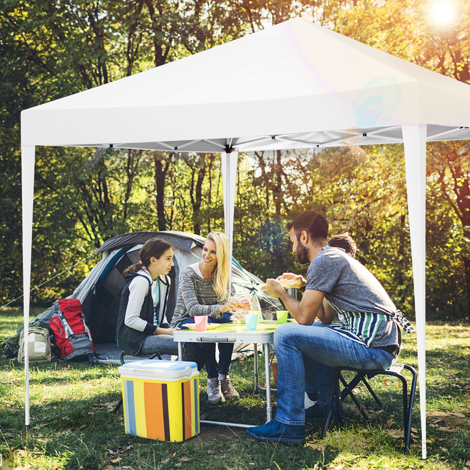 TOOLUCK 10x10 Pop Up Canopy Tent with 4 Sidewalls Tents for Parties Waterproof Camping Canopy Ez Up Party Tent Outdoor Portable Gazebo for Backyard Commercial Event Tent, White