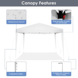 TOOLUCK 10x10 Pop Up Canopy Tent with 4 Sidewalls Tents for Parties Waterproof Camping Canopy Ez Up Party Tent Outdoor Portable Gazebo for Backyard Commercial Event Tent, White