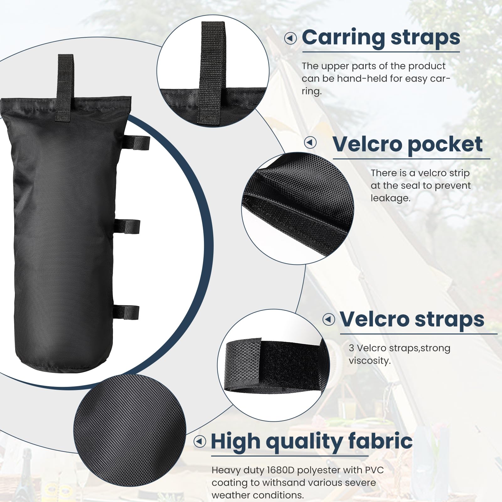 Yontuo Canopy Weight Bags, Heavy Duty 1680D Canopy Weights Sandbags for Instant Outdoor Canopy, Pop Up Sun Shelter, Gazebos, Sunshade Canopy Tent Weights Sand Bags Set of 4(No sand)