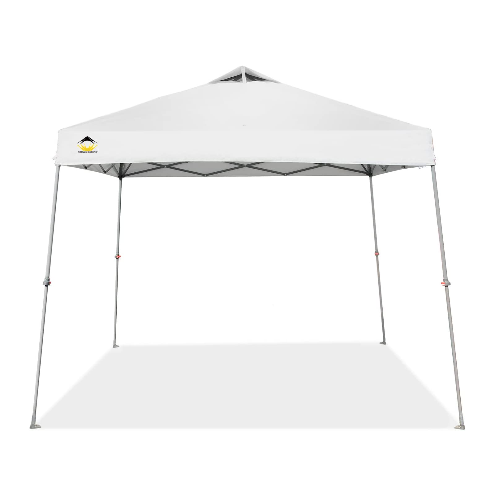 Crown Shades 11 Feet Base Telescoping Slant Leg Outdoor Instant Pop-Up Portable Waterproof Shade Folding Canopy with Carry Bag, White