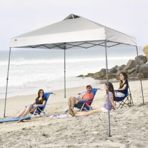 Crown Shades 11 Feet Base Telescoping Slant Leg Outdoor Instant Pop-Up Portable Waterproof Shade Folding Canopy with Carry Bag, White