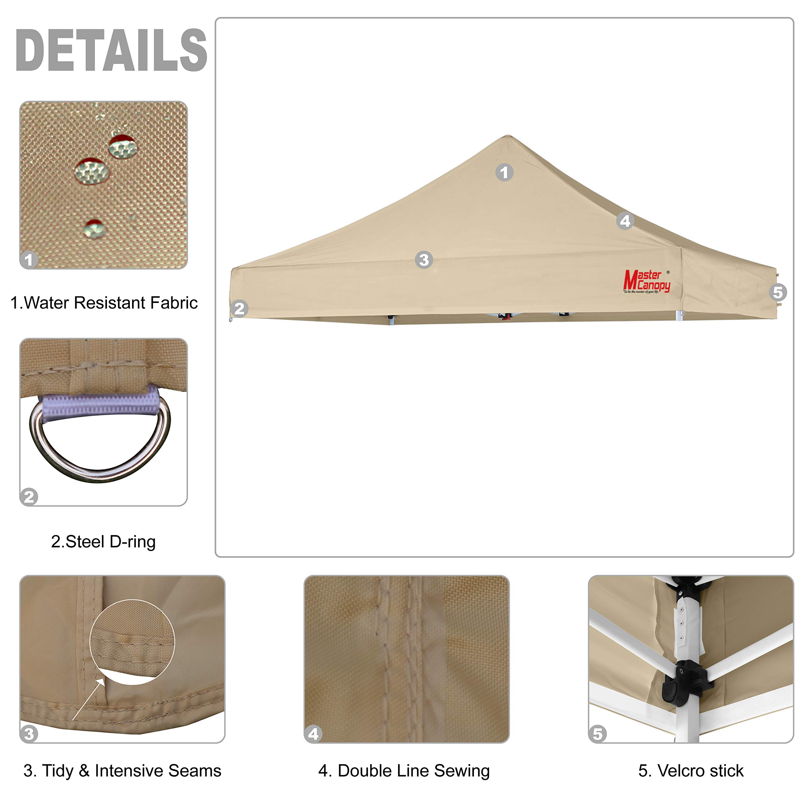 MASTERCANOPY Replacement Pop Up Canopy Top (10x10, Beige)