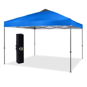 crown shades 10 x 10 foot adjustable outdoor instant pop up tent portable waterproof folding camping beach shade canopy shelter with carry bag, blue