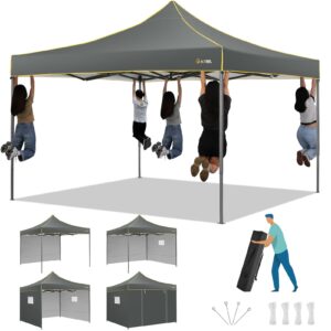 hoteel canopy tent 10x10 pop up canopy, ez up canopy with sidewalls waterproof & upf 50+, heavy duty commercial instant craft fair tent for party, event, vendor, farmer market (grey)