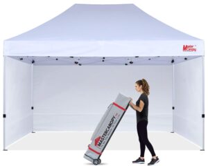 mastercanopy heavy duty pop-up canopy tent with sidewalls (10x15,white)