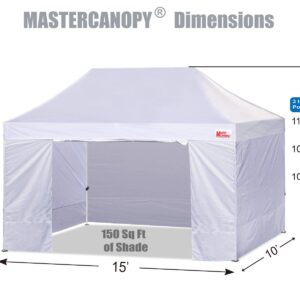 MASTERCANOPY Heavy Duty Pop-up Canopy Tent with Sidewalls (10x15,White)