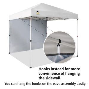 CROWN SHADES Canopy Tent 8x8 Pop Up Canopy Outdoor Shade with One Sidewall, Easy Up Sun Shelter with One Person Set Up Center Lock, Portable Instant Camping Beach Canopy Tents, White