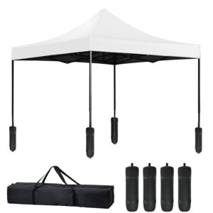 10x10 pop up canopy,outdoor canopy tent camping sun shelter-series folding party tent with 1 carrying bag,4 weight bags,white