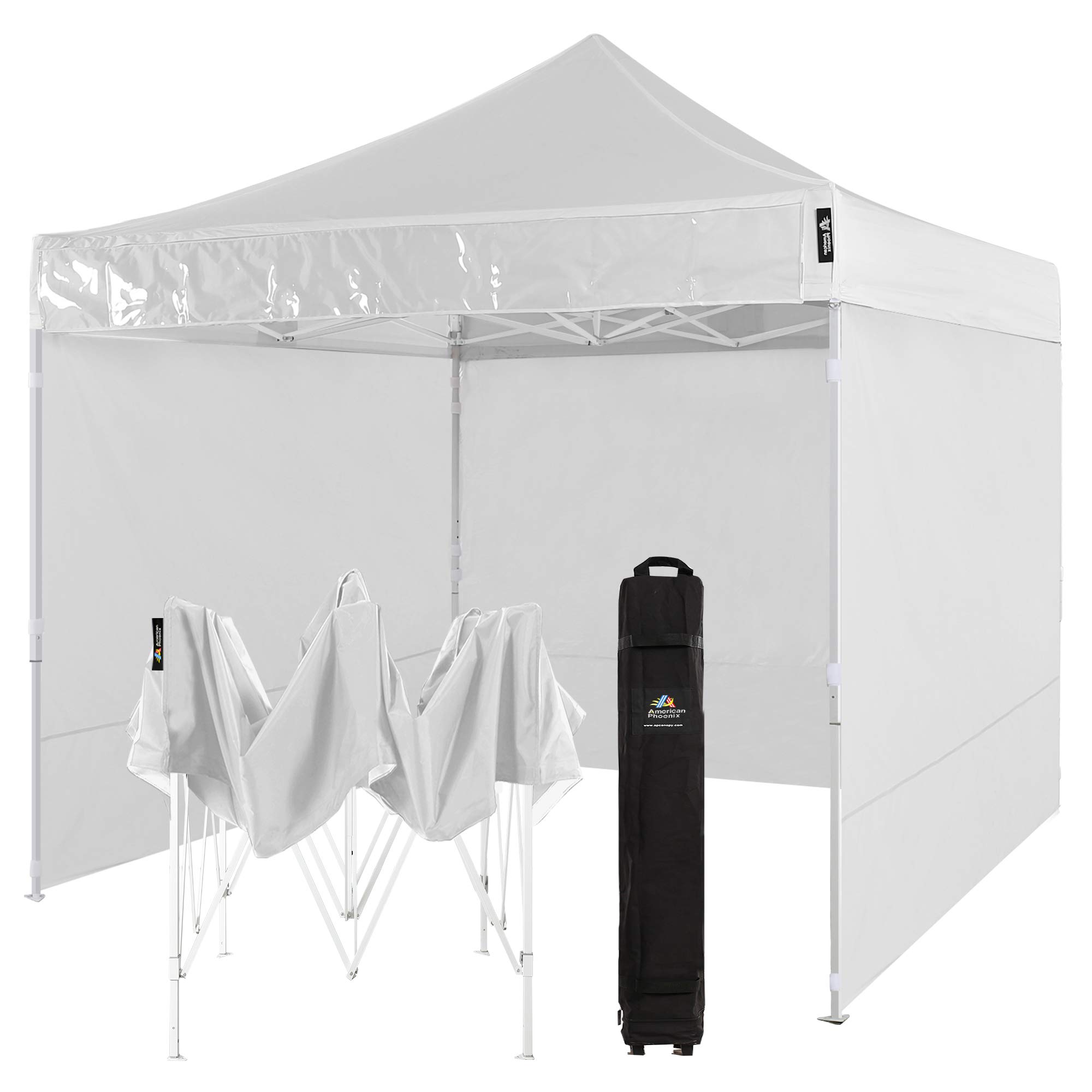 American Phoenix Canopy Tent 10x10 Easy Pop Up Outdoor Canopies Folding Instant Shelter Sunshade with 4 Removable Sidewalls (White)