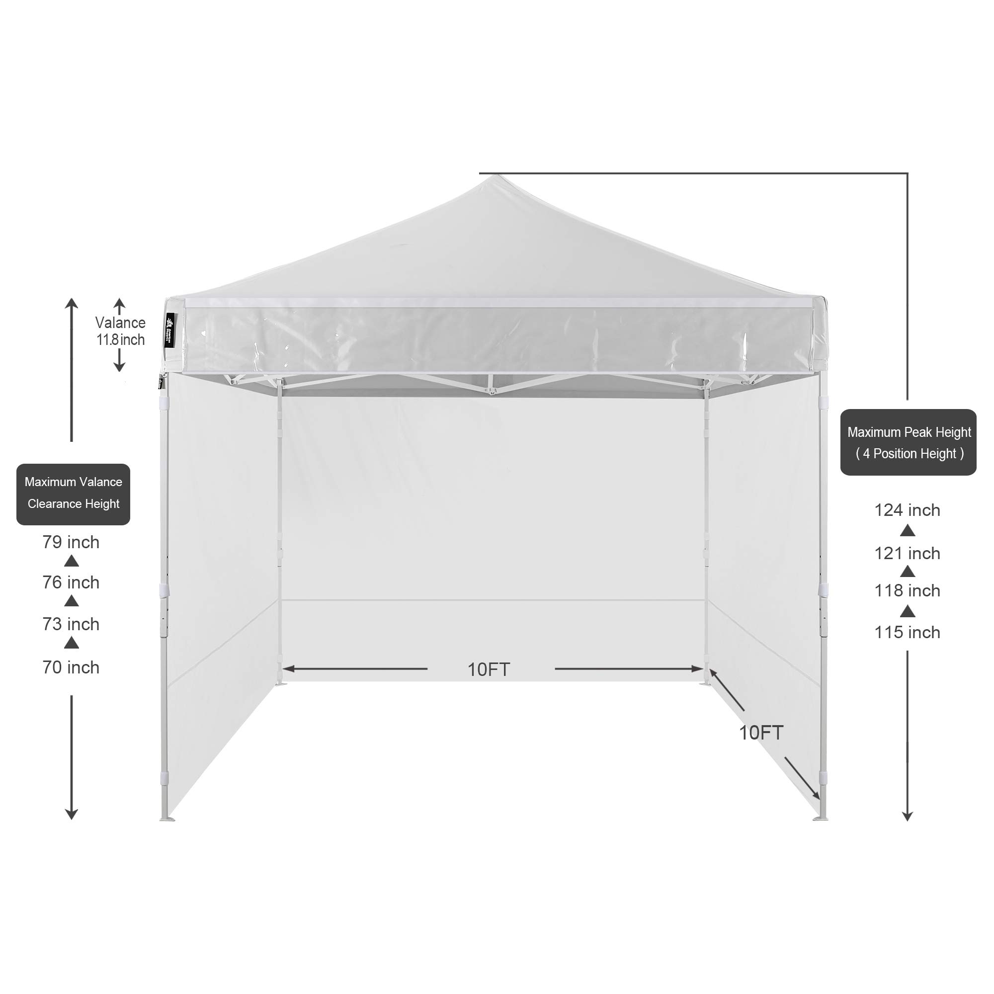 American Phoenix Canopy Tent 10x10 Easy Pop Up Outdoor Canopies Folding Instant Shelter Sunshade with 4 Removable Sidewalls (White)