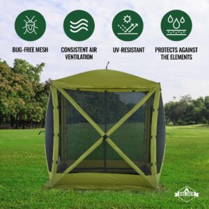 Hike Crew 6’ x 6’ Pop-Up Gazebo Screen Tent | Screened 4-Sided Instant Outdoor Canopy Shelter with Stakes, Ropes & Carry Bag for Camping, Sports & Picnic Table | UV Resistant SPF 50+