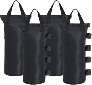 cactiye canopy weight bags for pop up canopy tent, sand bags leg weights for instant outdoor sun shelter canopy legs, 4-pack (bags only, sand not included) (round-4pcs-7.9x19.7 inch, black)