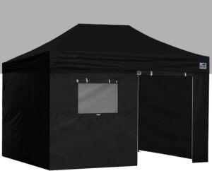 eurmax usa full zippered walls for 10 x 15 easy pop up canopy tent,enclosure sidewall kit with roller up mesh window and door 4 walls only,not including frame and top（black）